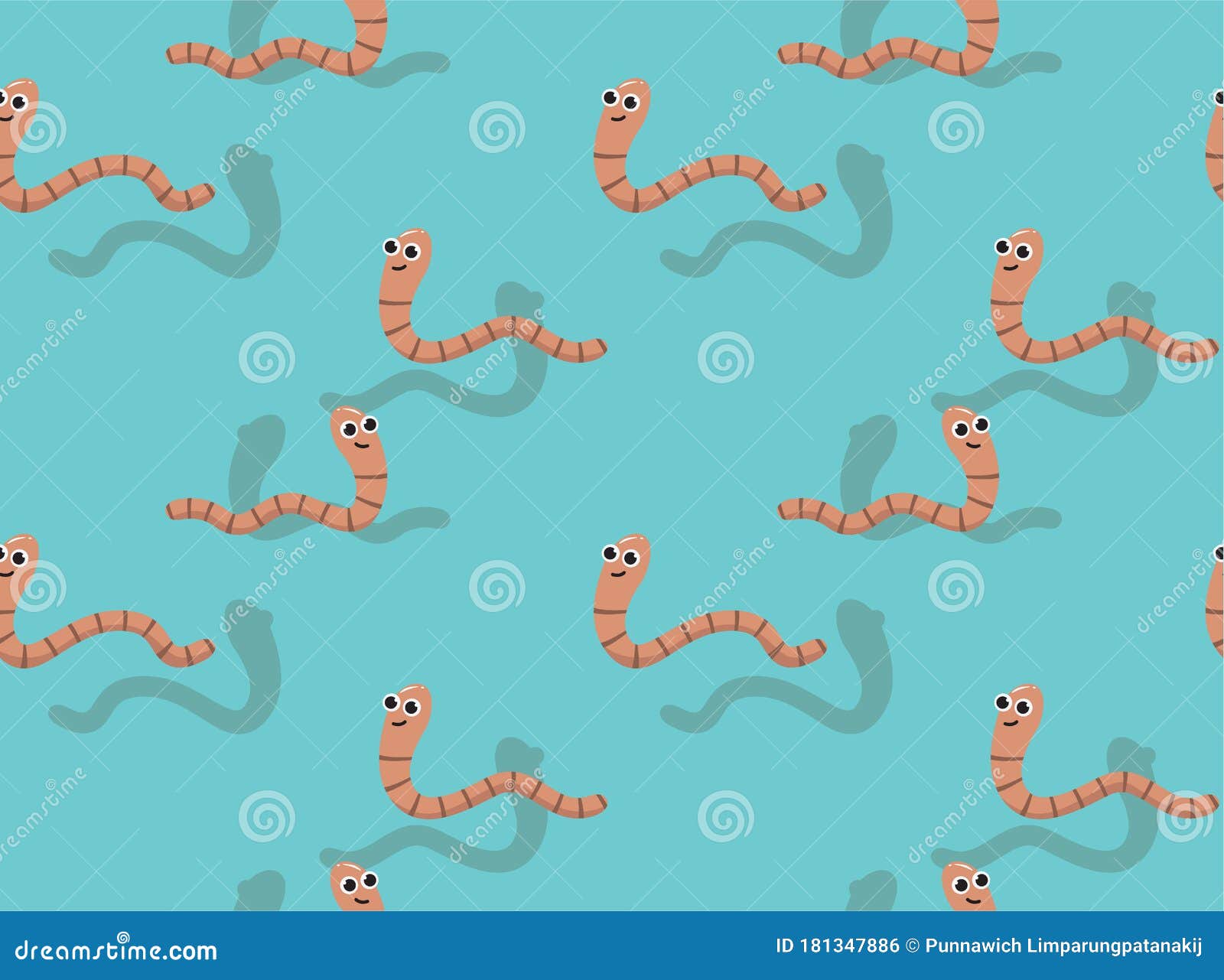 Worm Crawling Cartoon Vector Seamless Background Wallpaper-01 Stock ...