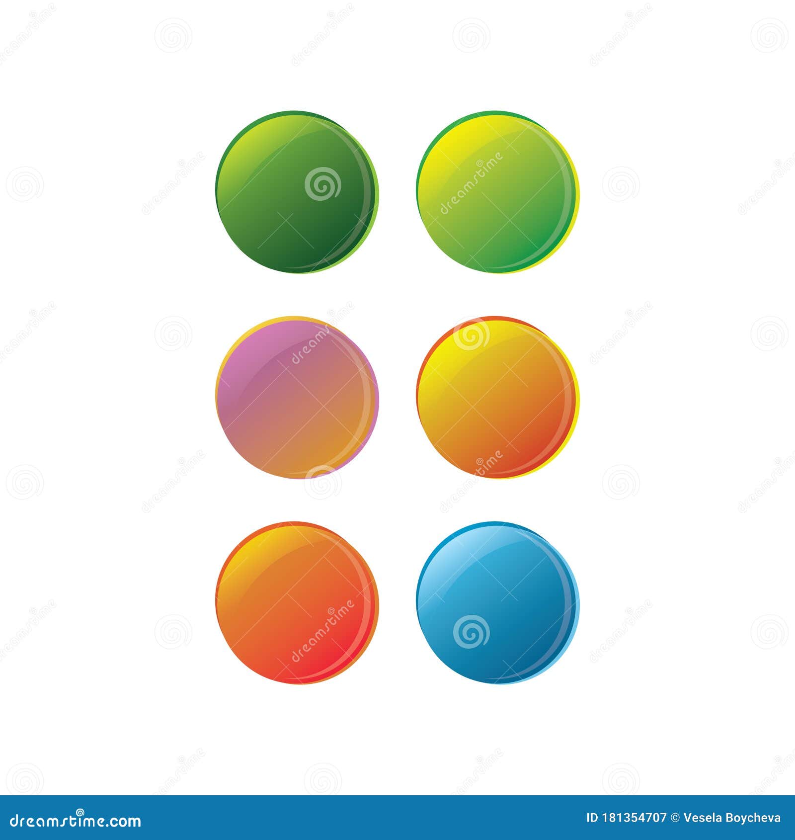 Glossy Colorful Labels or Tags, Circle Sticker, Modern Gradient Color ...