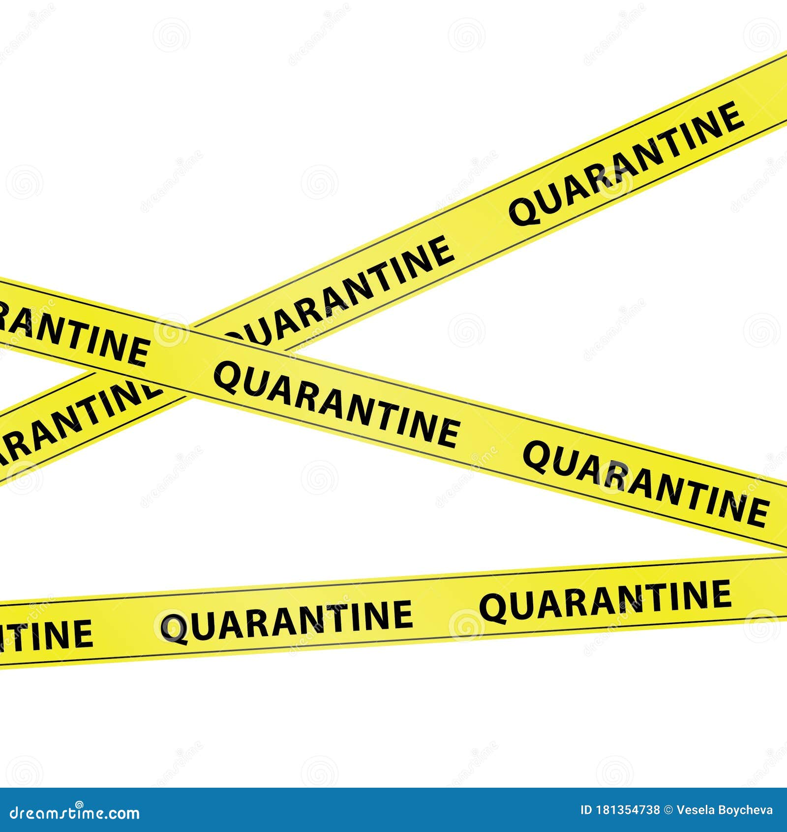 Yellow Warning Tape Strips with the Text `QUARANTINE`, Caution Concept ...