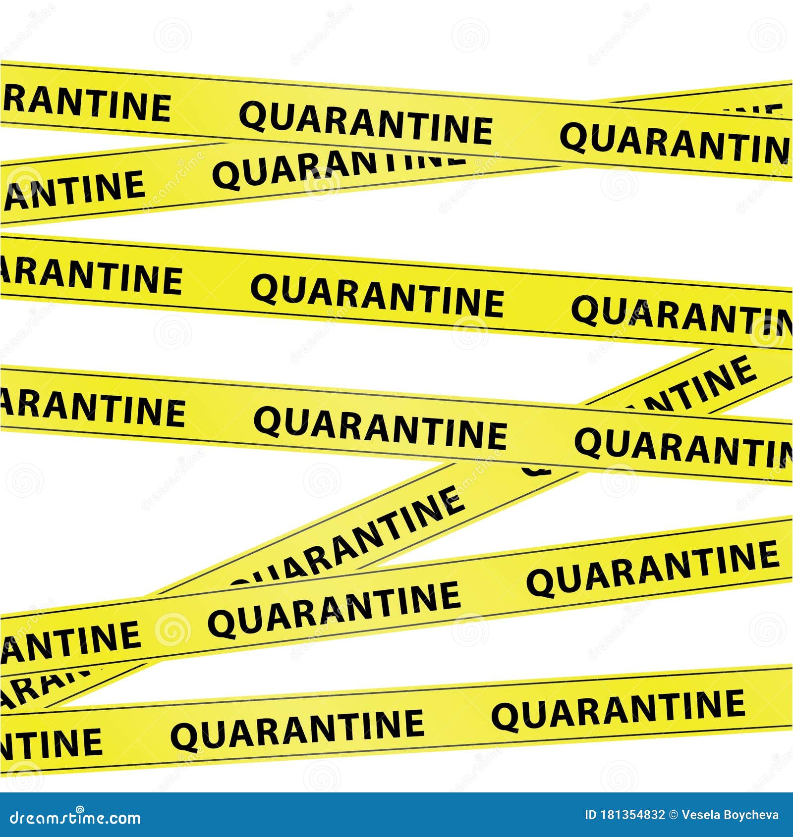 Yellow Warning Tape Strips with the Text `QUARANTINE`, Caution Concept ...
