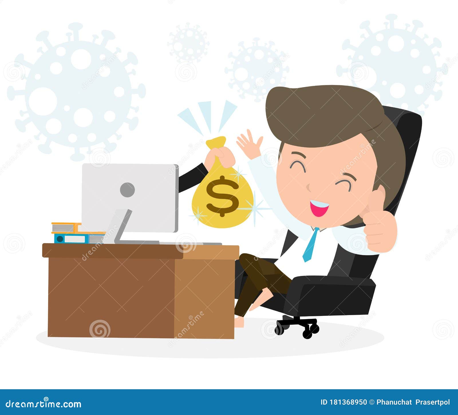 Coronavirus Quarantine Concept. Man Working at Home. Stay at Home, Male ...