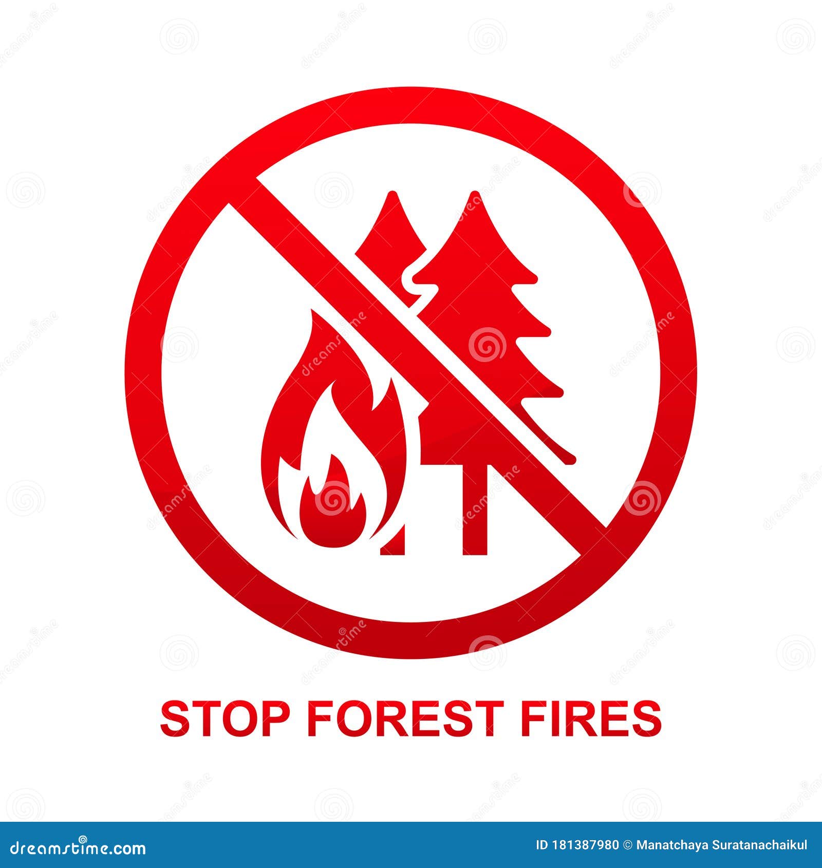 Stop Forest Fires Sign Isolated on White Background Stock Vector ...