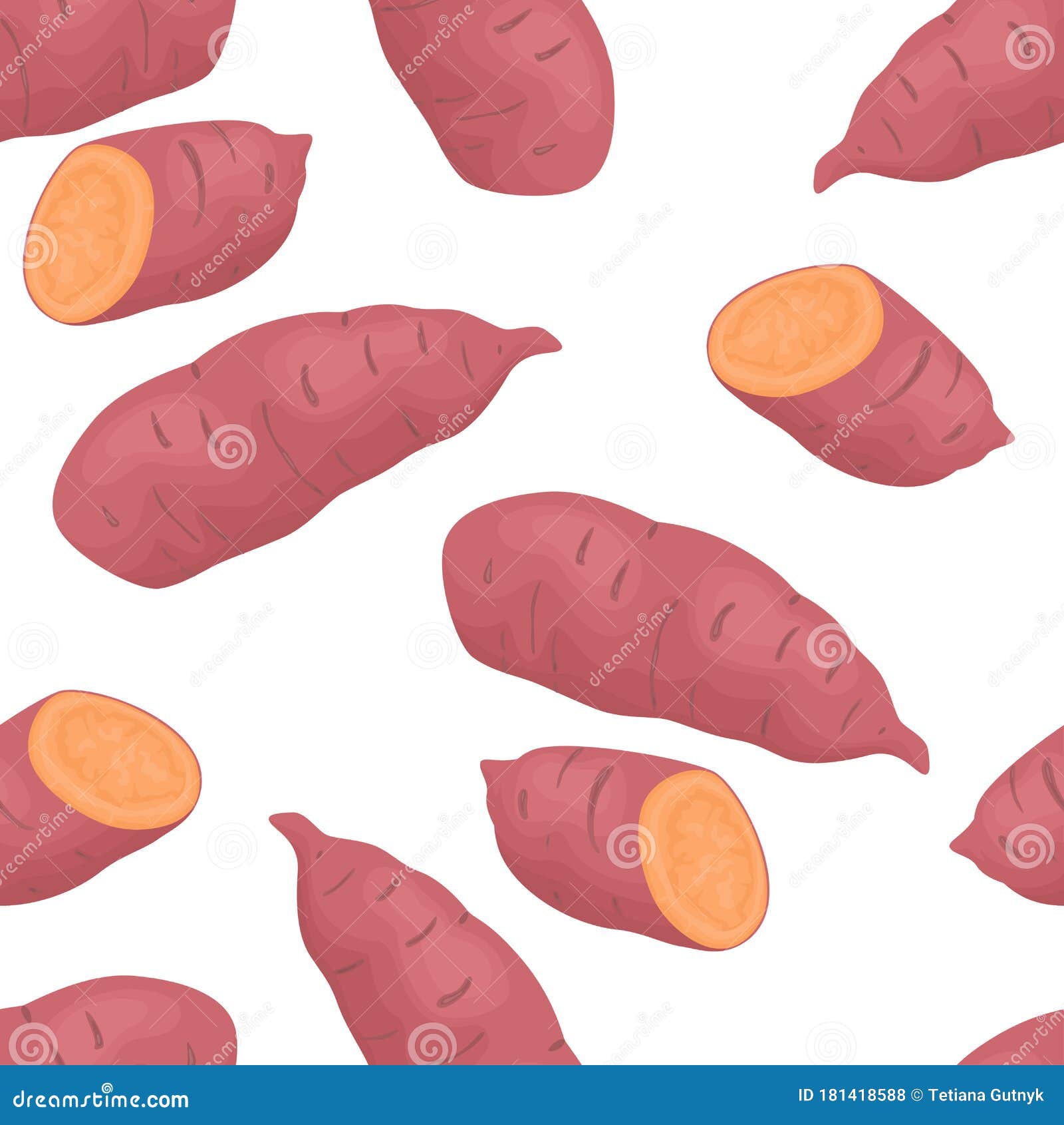 Sweet Potatoes Seamless Pattern. Vegetables Background. Organic Healthy ...