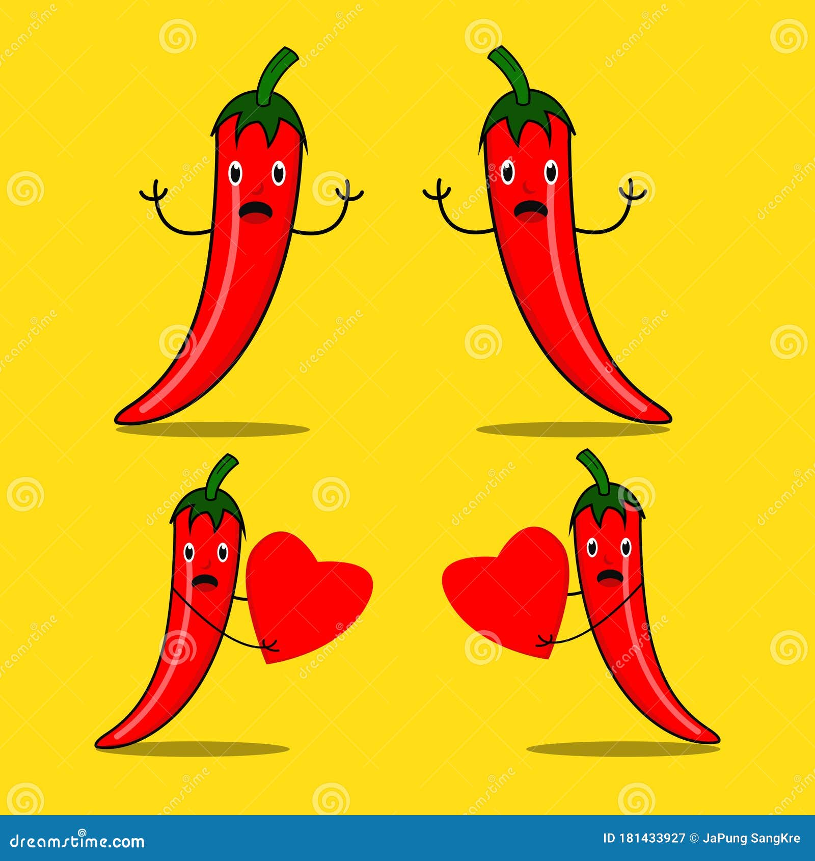 Vector Chilli Character, Chilli Character Brings Love. Stock Vector ...