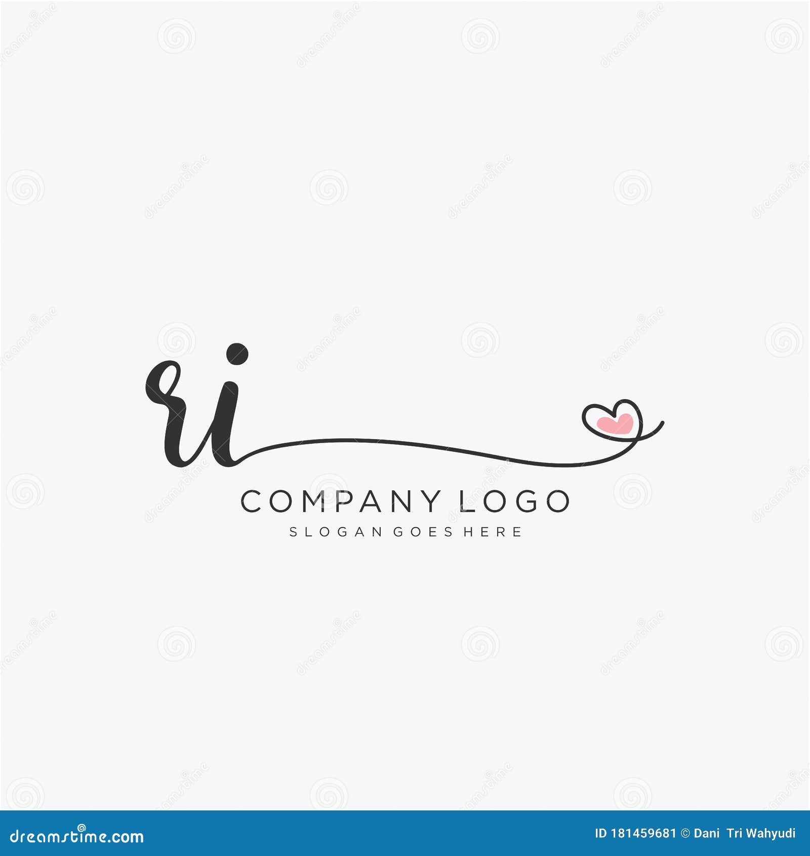 RI Initial Handwriting Logo Design Stock Vector - Illustration of ...