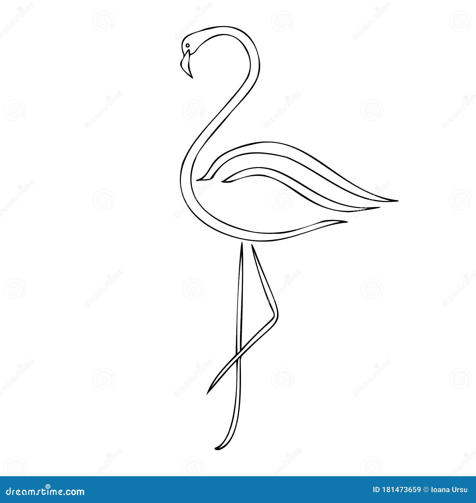 Flamingo Silhouette Vector Illustration, Cartoon Drawing of Flamingo ...