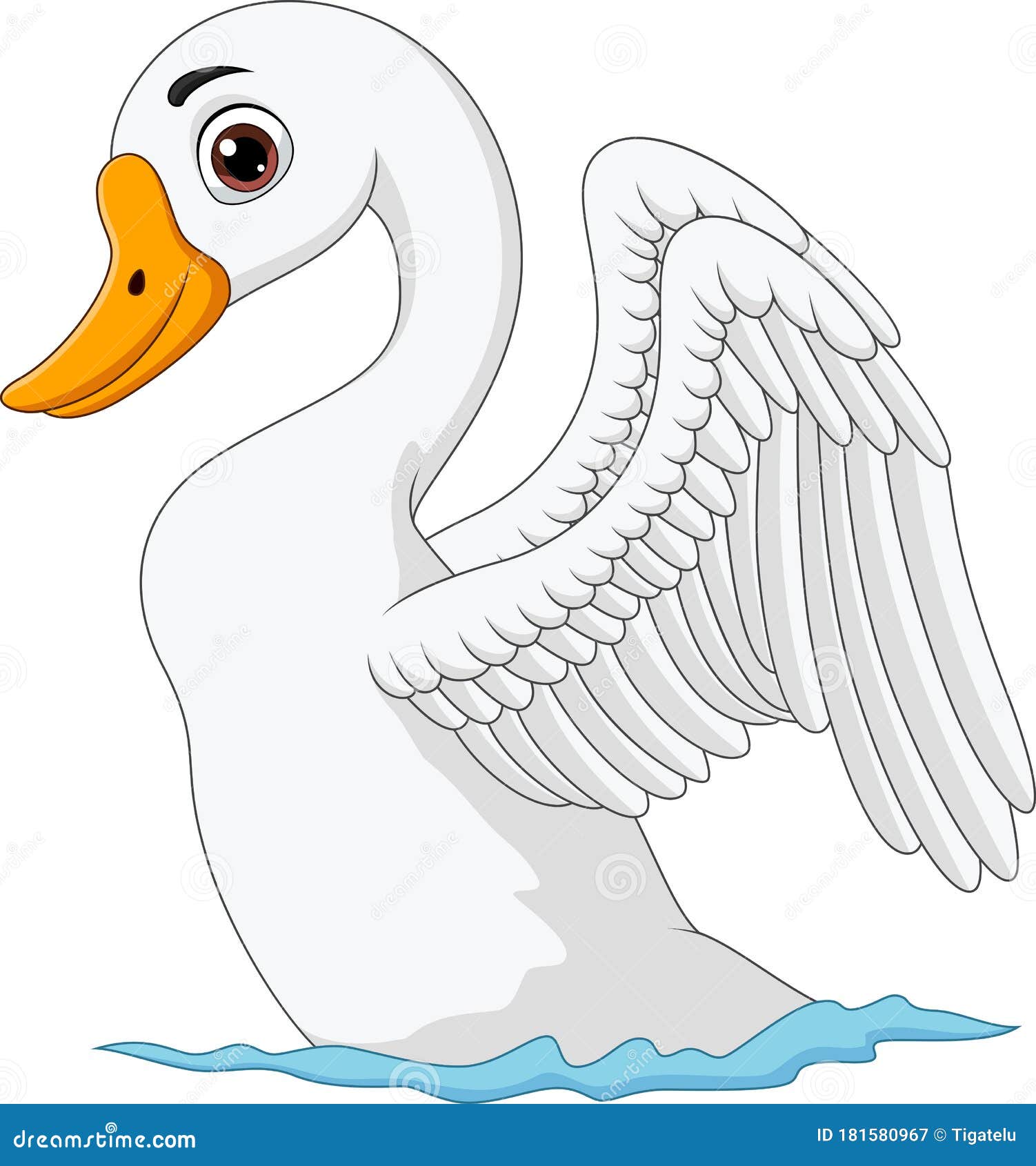 Cartoon Cute Swan Isolated on White Background Stock Vector ...