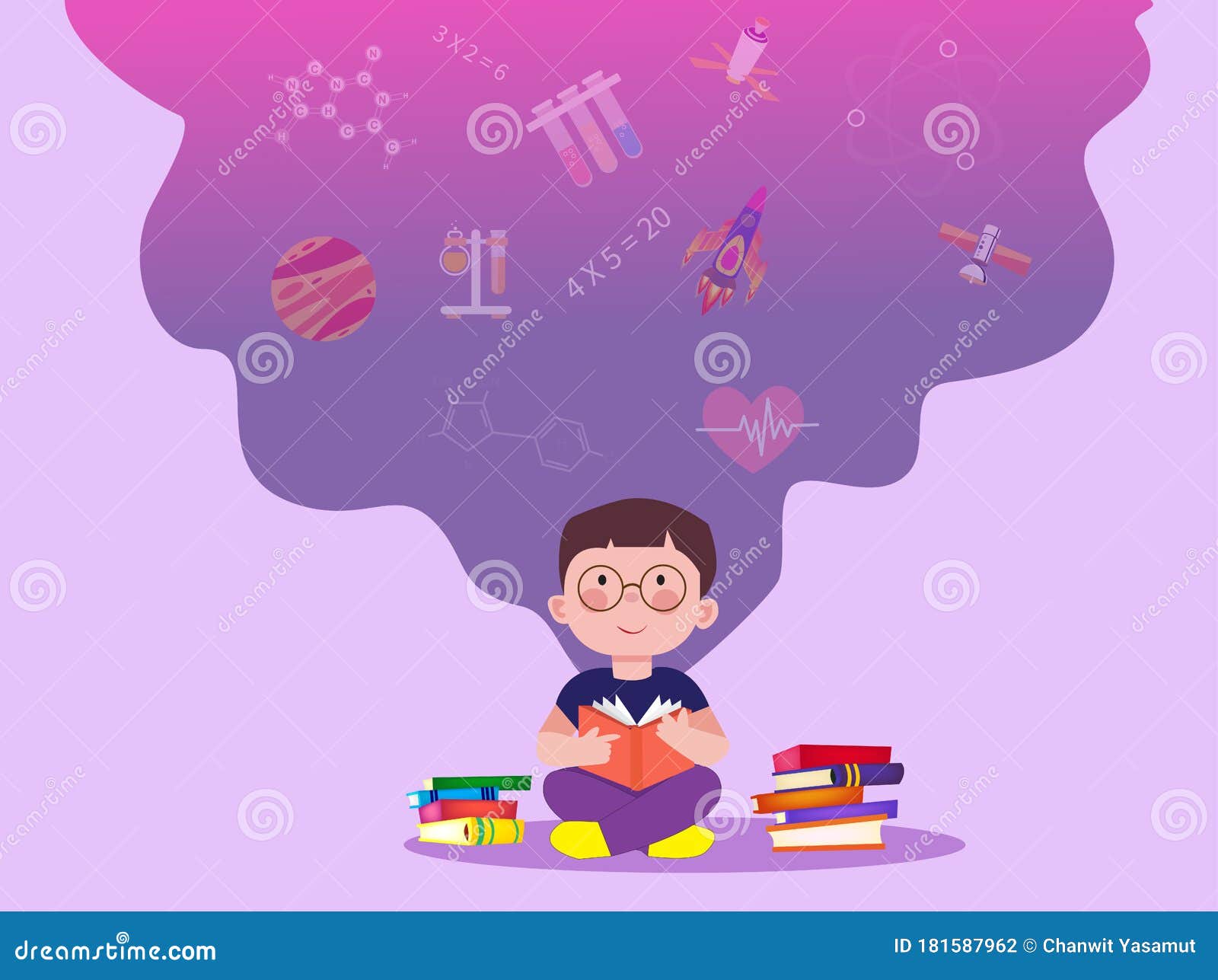 The Dream of this Little Boy is To Be a Scientist. Stock Vector ...