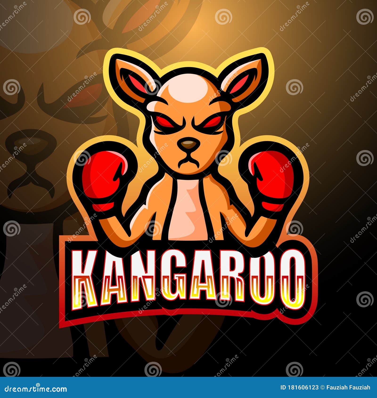 Boxing Kangaroo Mascot Esport Logo Design Stock Vector - Illustration ...
