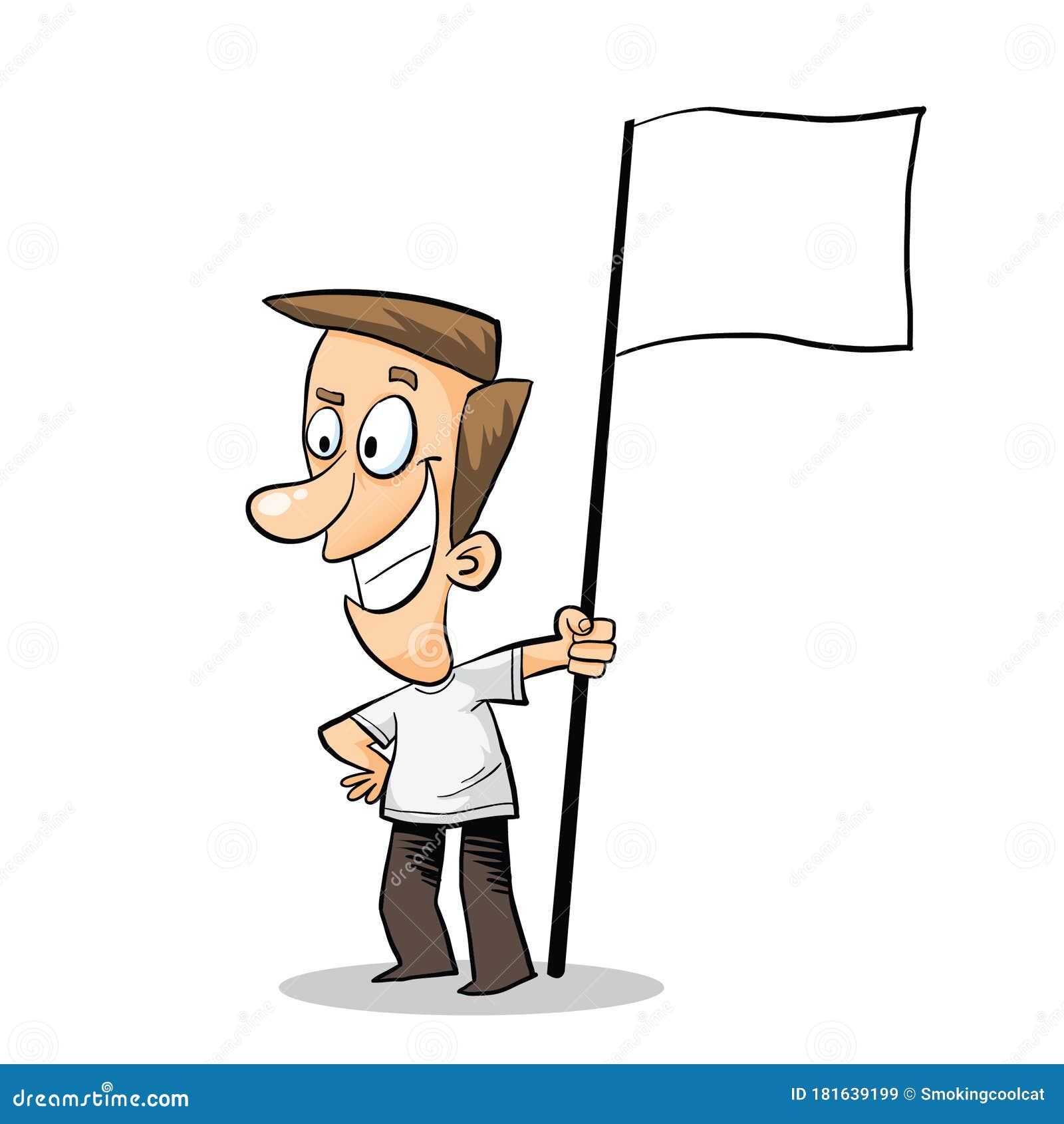 Man Holding Proud a White Flag Stock Vector - Illustration of marketing ...