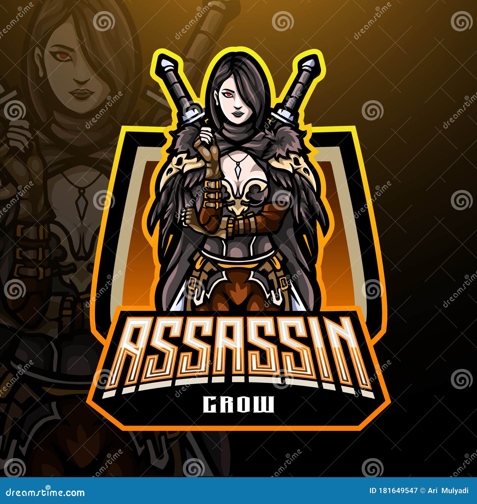 Ninja Raven Esport Mascot Logo Design Cartoon Vector | CartoonDealer ...