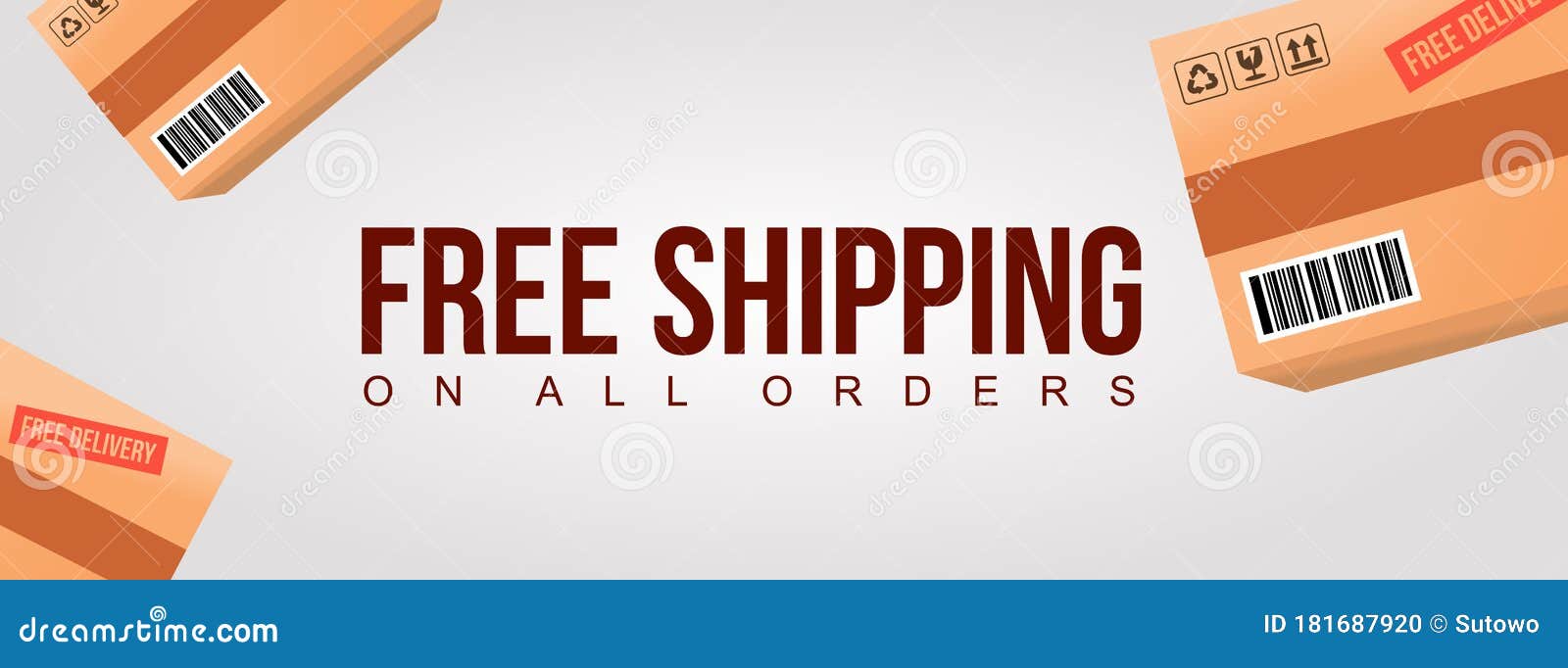 Free Shipping on All Order Clean Banner with Product Cardboard Shipment ...
