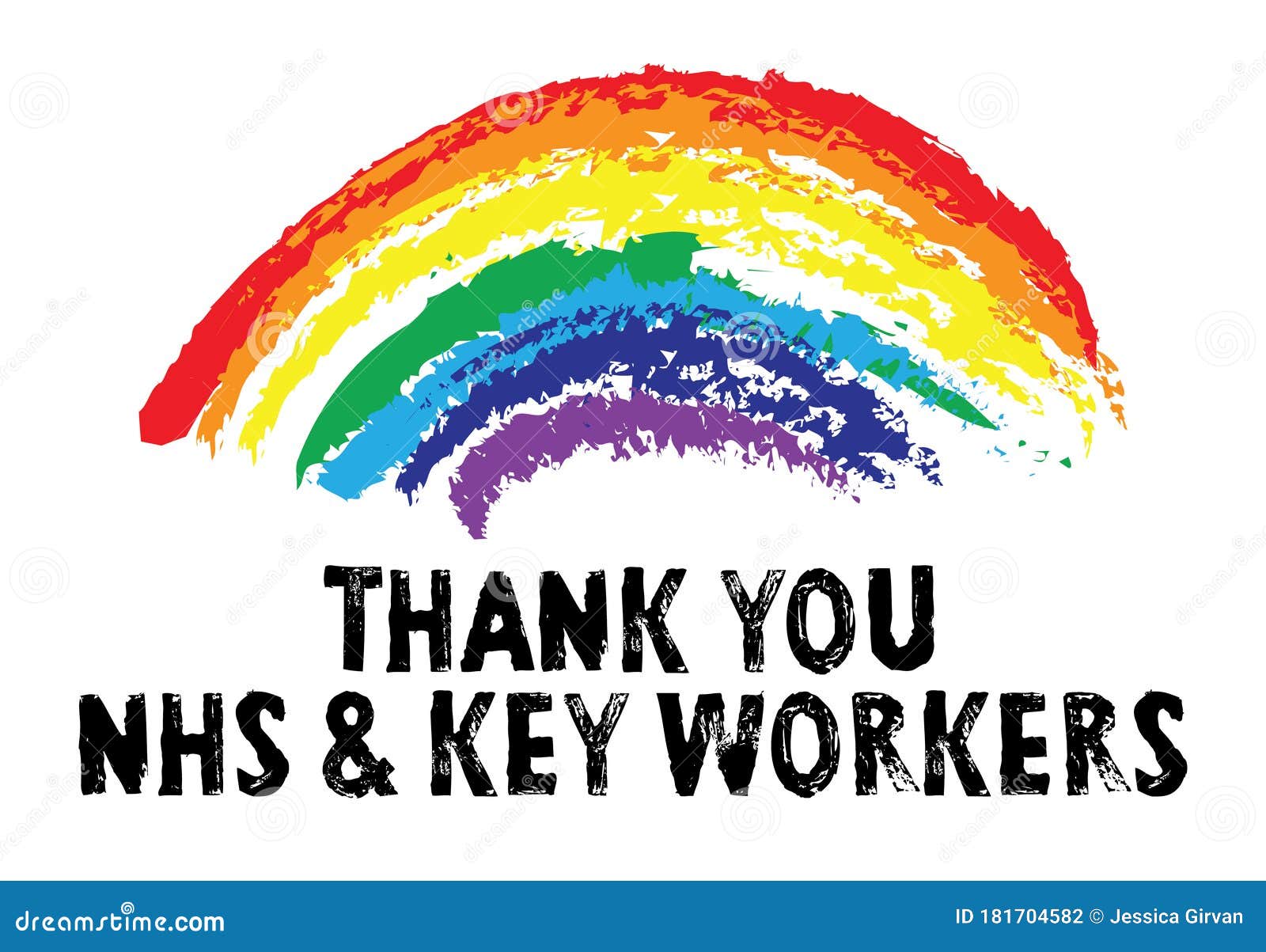 Thank You NHS and Key Workers Coronavirus Rainbow Stock Illustration ...