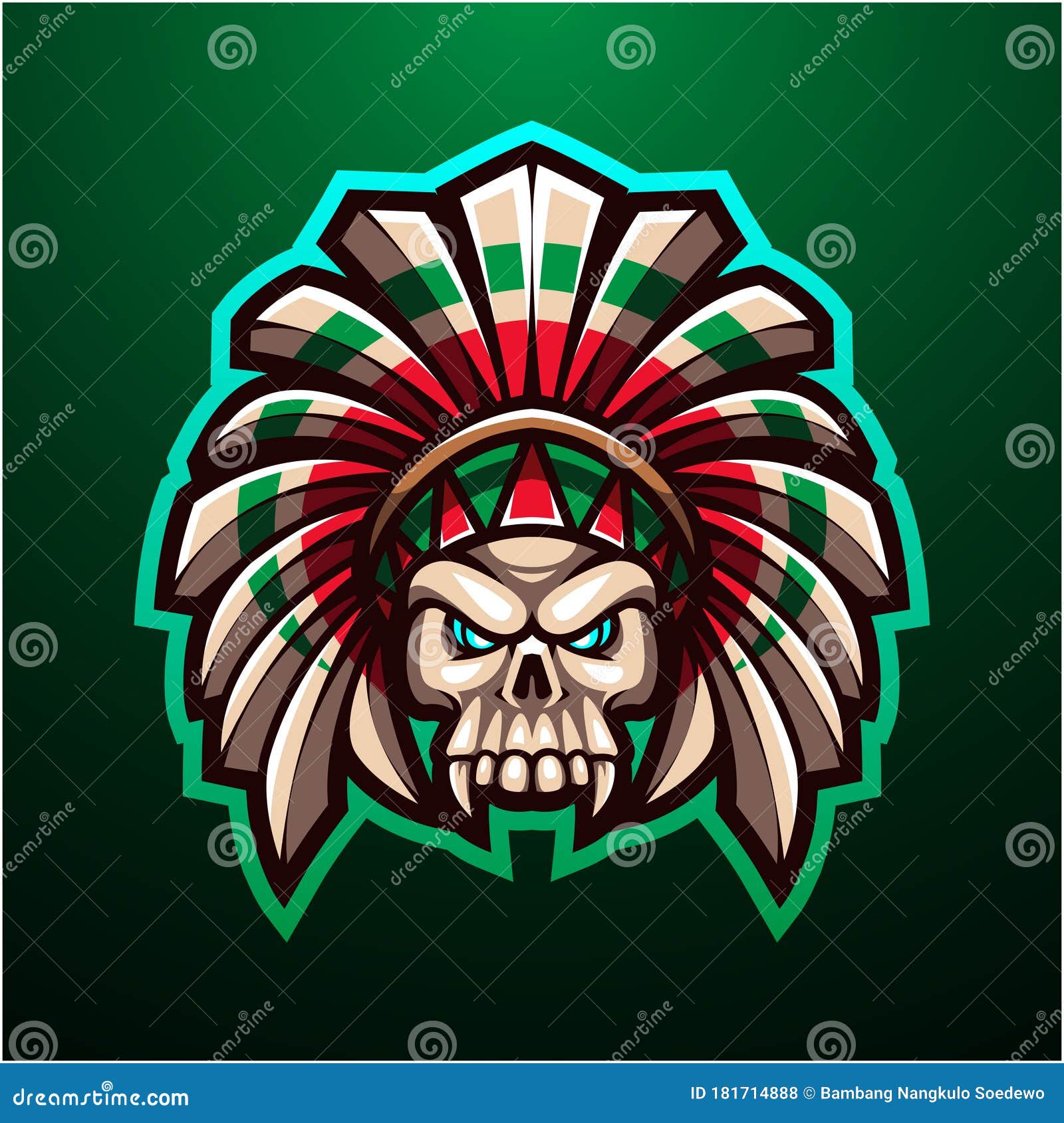Tribal Skull Head Mascot Logo Stock Vector - Illustration of cherokee ...