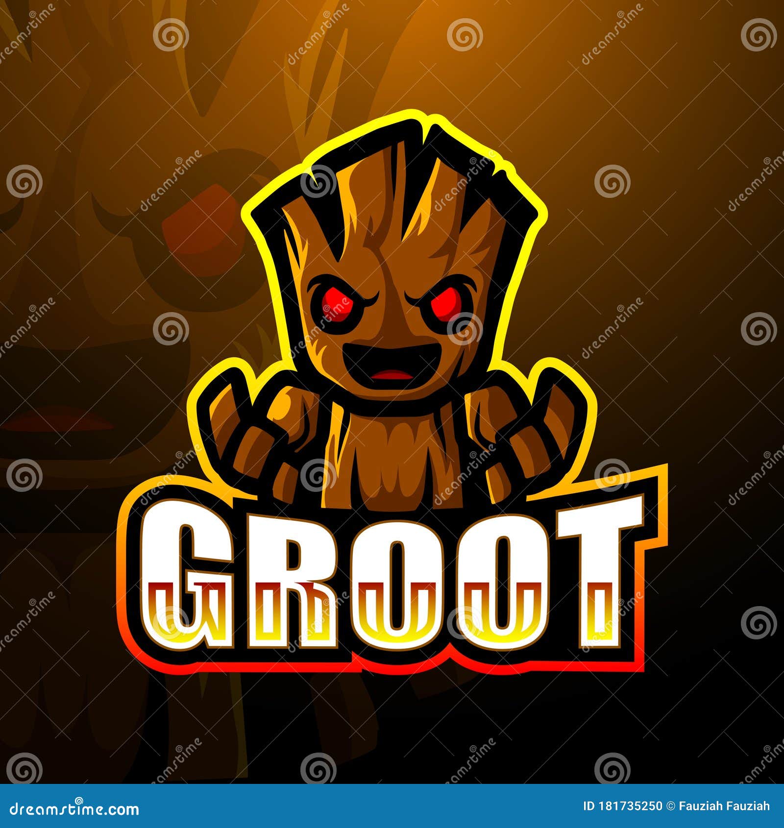 Groot Mascot Esport Logo Design Stock Vector - Illustration of golem ...