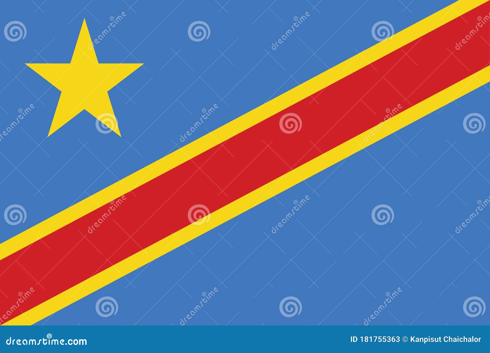 Democratic Republic of the Congo Flag, Official Colors and Proportion ...