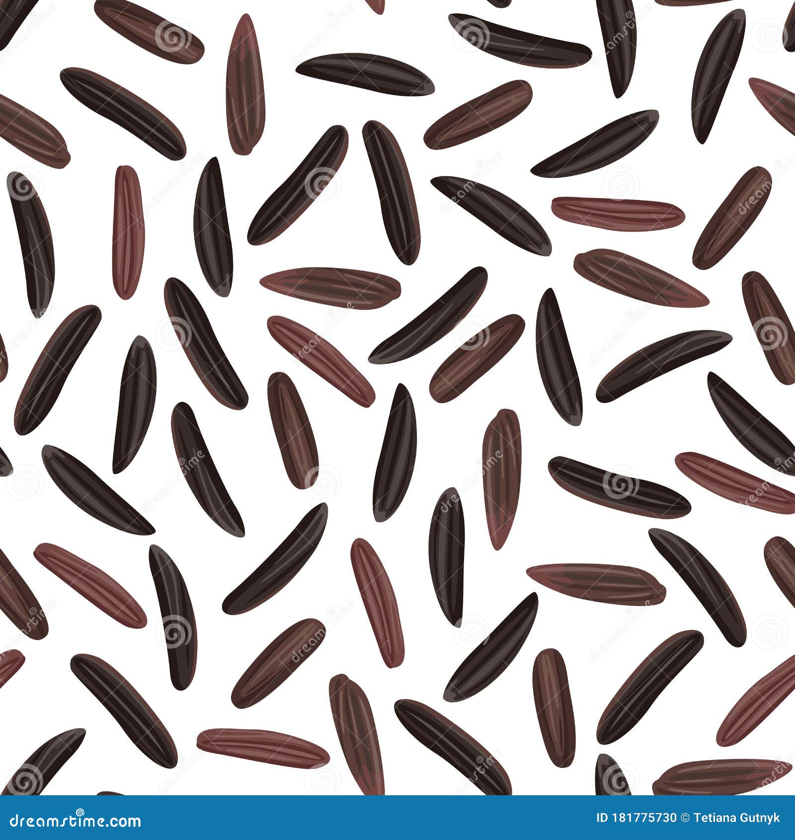 Rice Seamless Pattern. Hand Drawn Bowl With Rice Grains And Paddy Ears ...