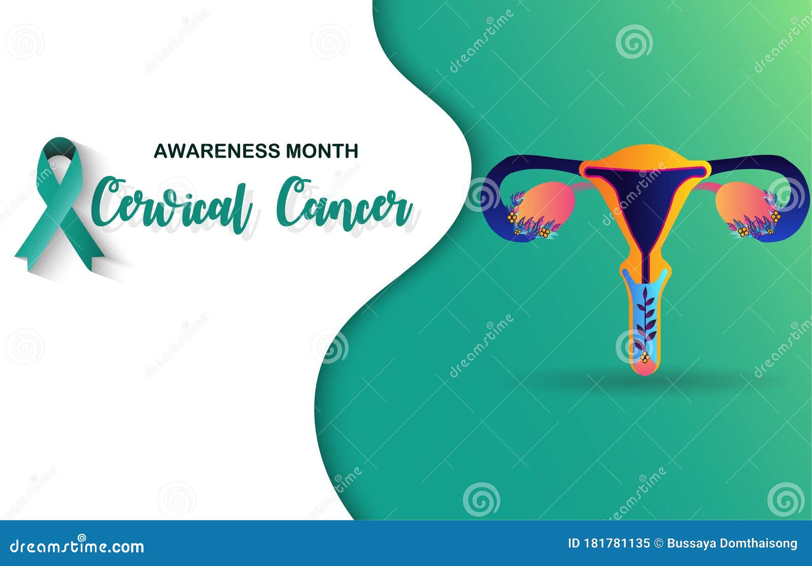 Banner With Cervical Cancer Awareness Realistic Ribbon. Design Template ...