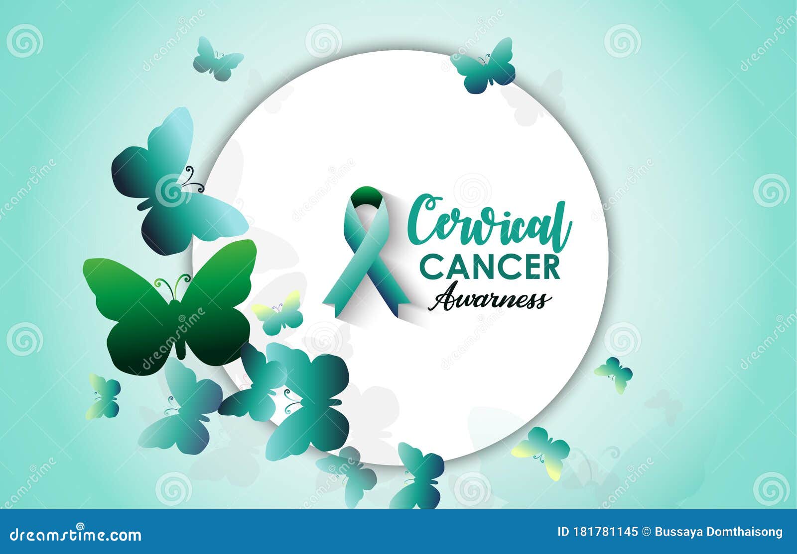 Cervical Cancer Ribbon Butterfly