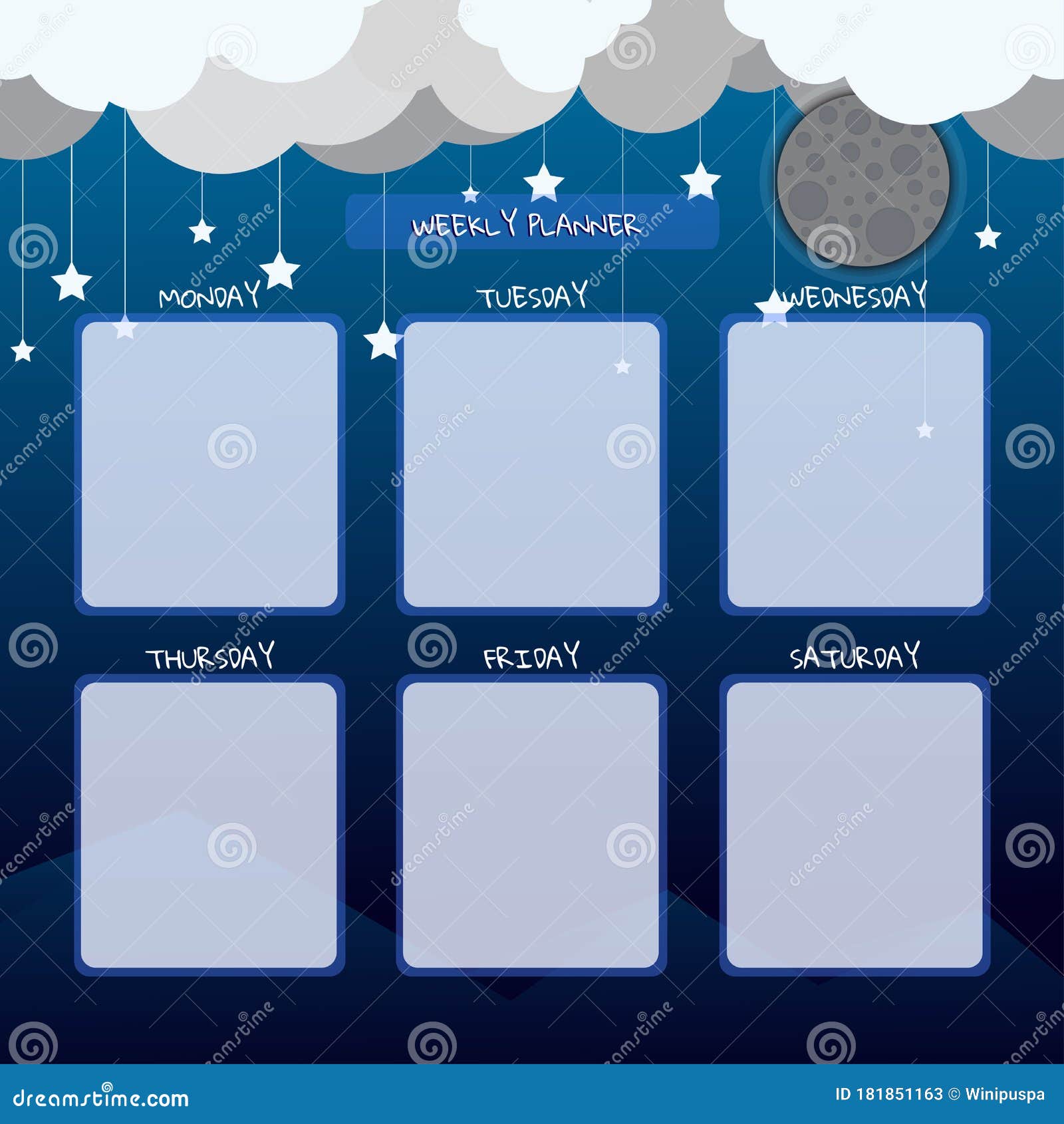 Time Table. Moonlight View Weekly Planner. Stock Illustration ...