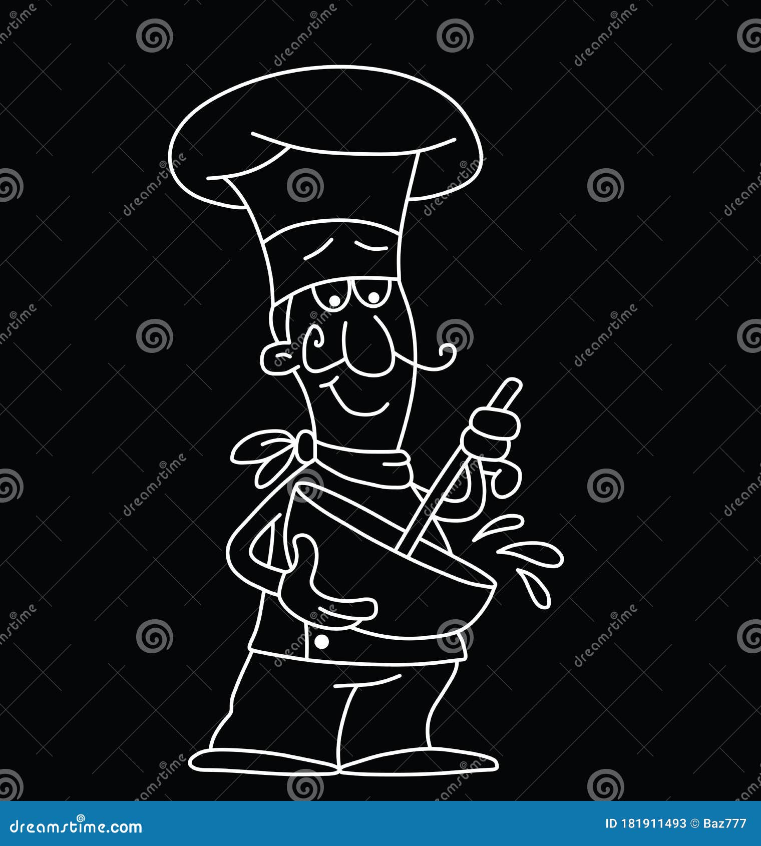 Cartoon Chef stirring stock vector. Illustration of black - 181911493