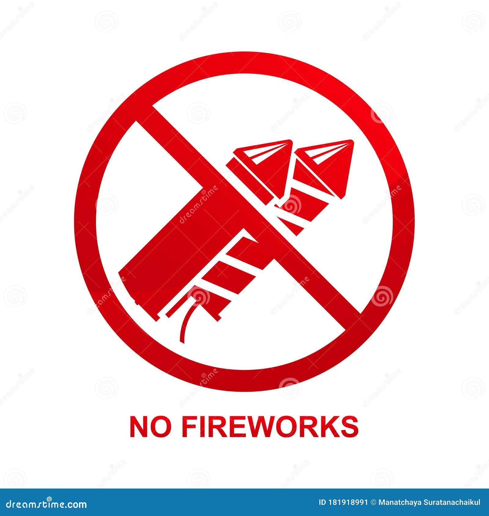 No Fireworks Sign Isolated on White Background Stock Illustration ...