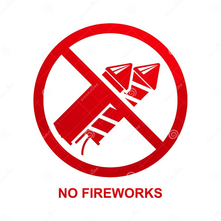 No Fireworks Sign Isolated on White Background Stock Illustration ...