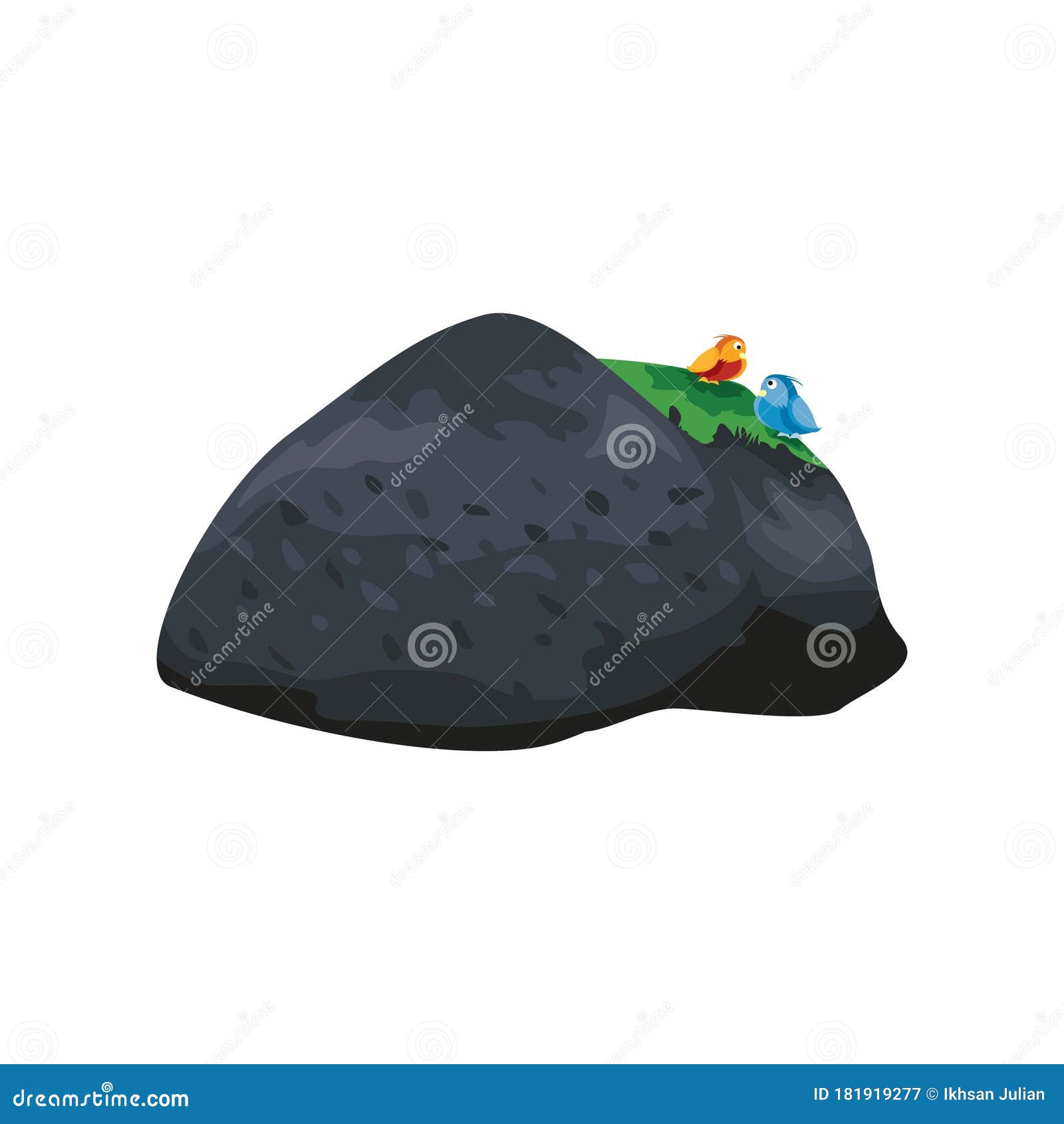 Vector Stone with Two Birds. Stock Vector - Illustration of earth, love ...
