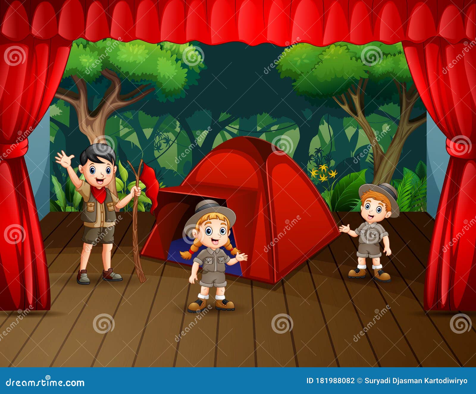 Children Play Drama on Stage Illustration Stock Illustration ...