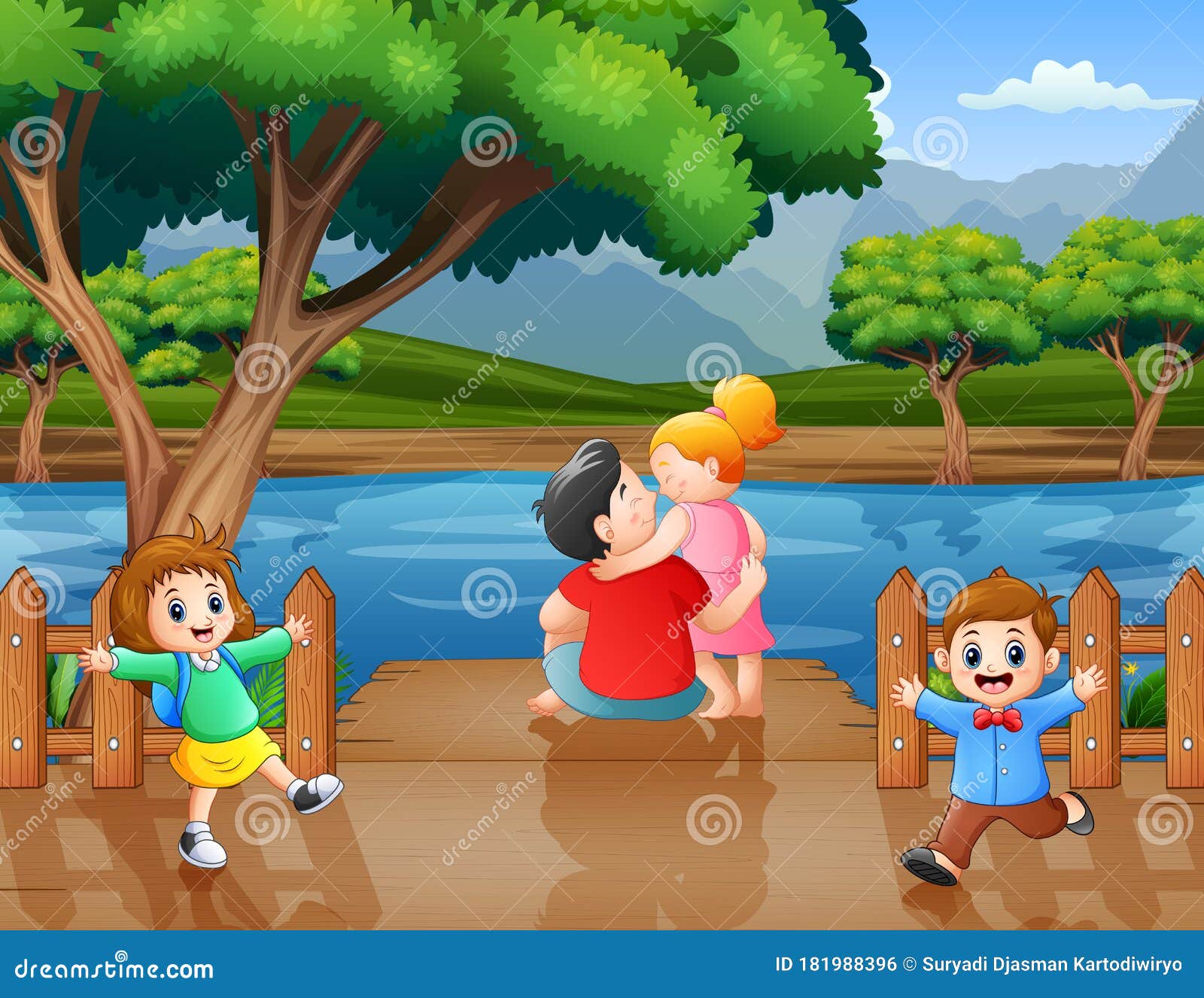 Scene with Many People Enjoying on Riverside Stock Vector ...