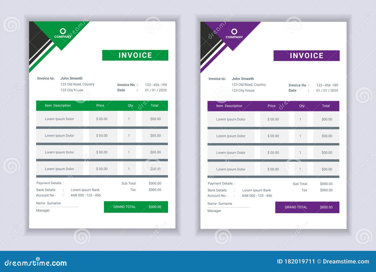 Business Invoice Form Template Design Stock Vector - Illustration of ...