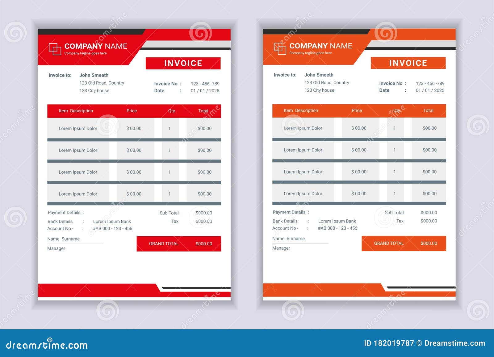 Business Invoice Form Template. Stock Vector - Illustration of design ...
