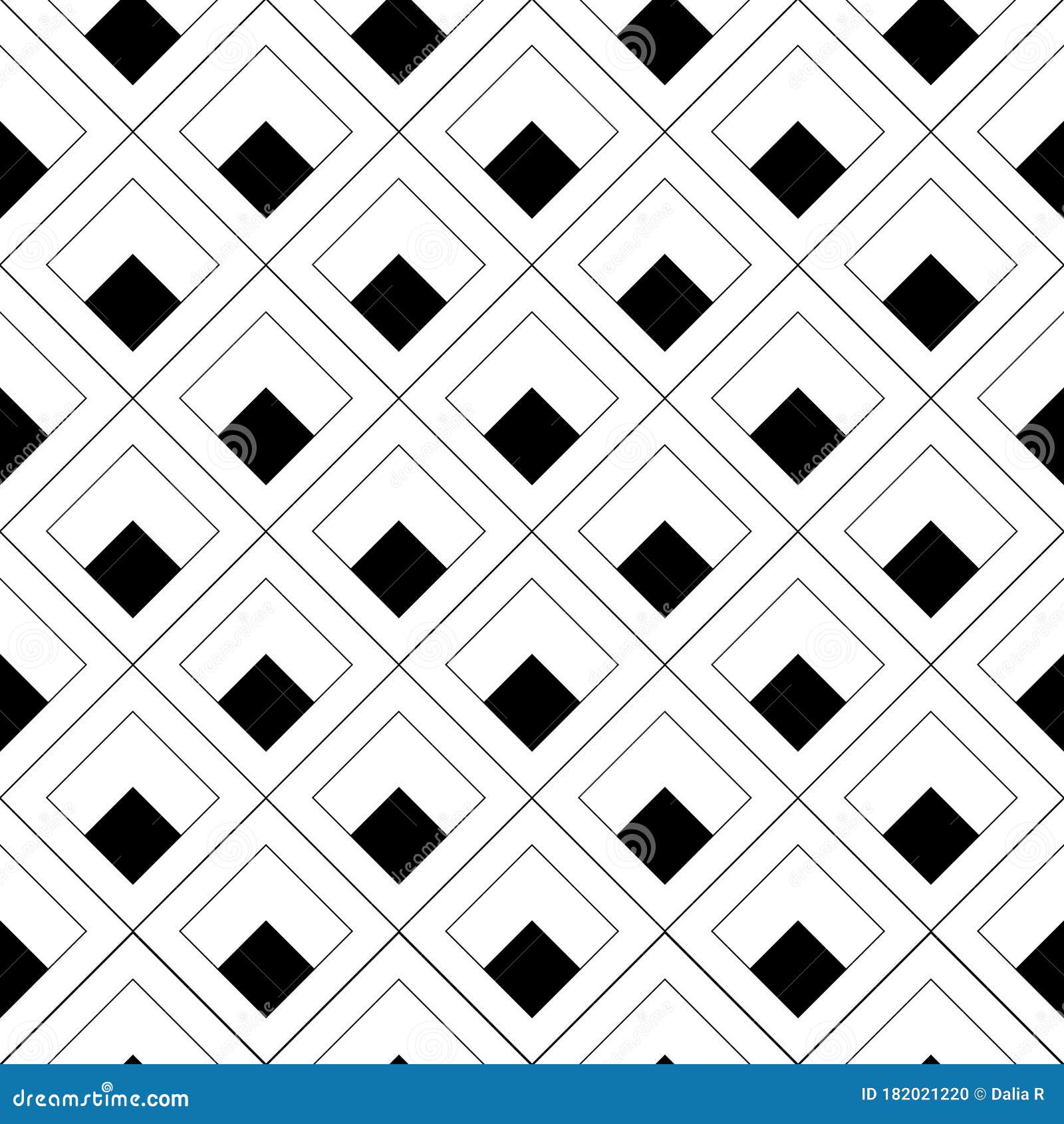 Monochrome Square Seamless Pattern. Stock Vector - Illustration of ...