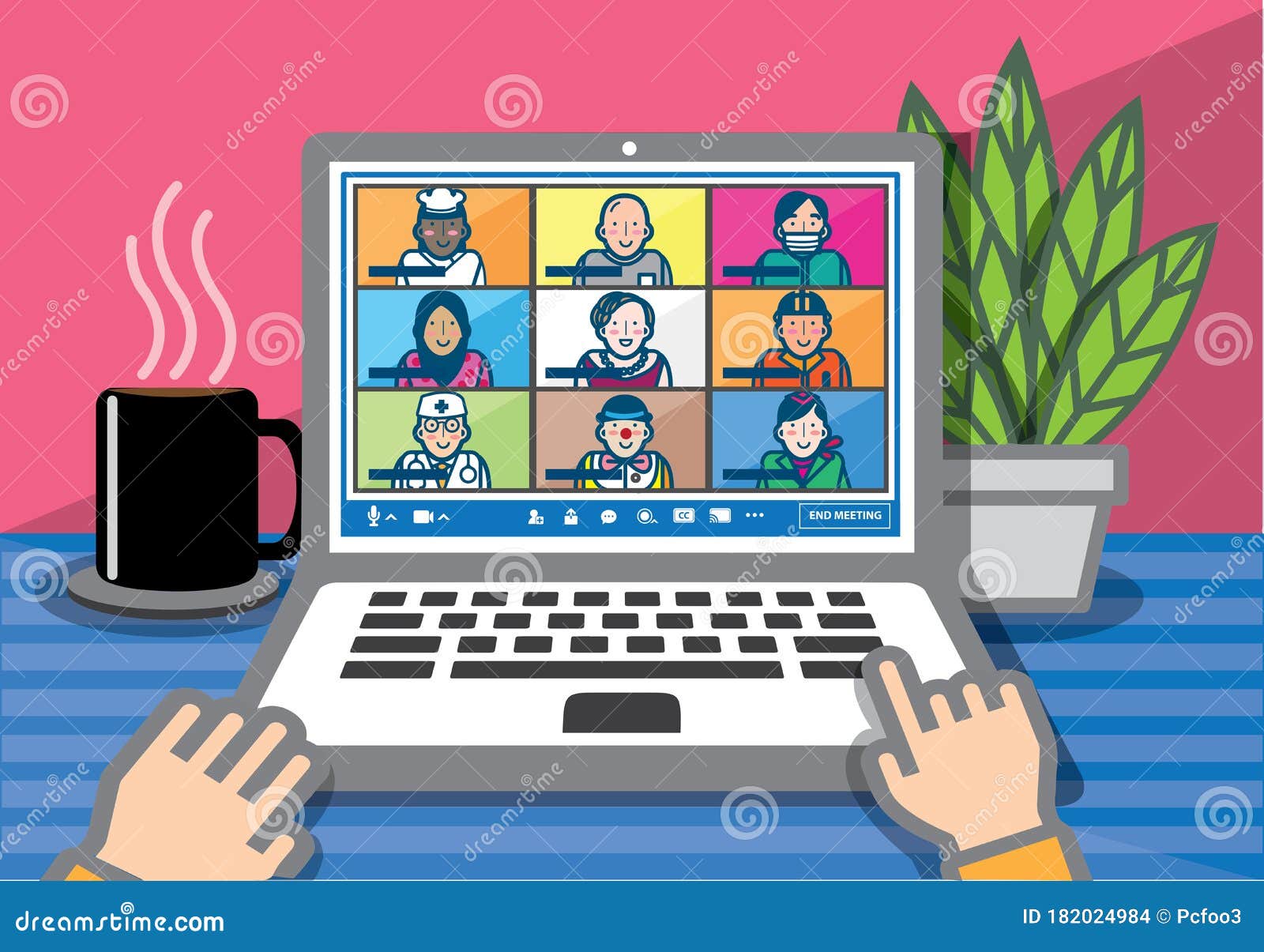 Teleconference Meeting from Home. Stock Vector - Illustration of ...