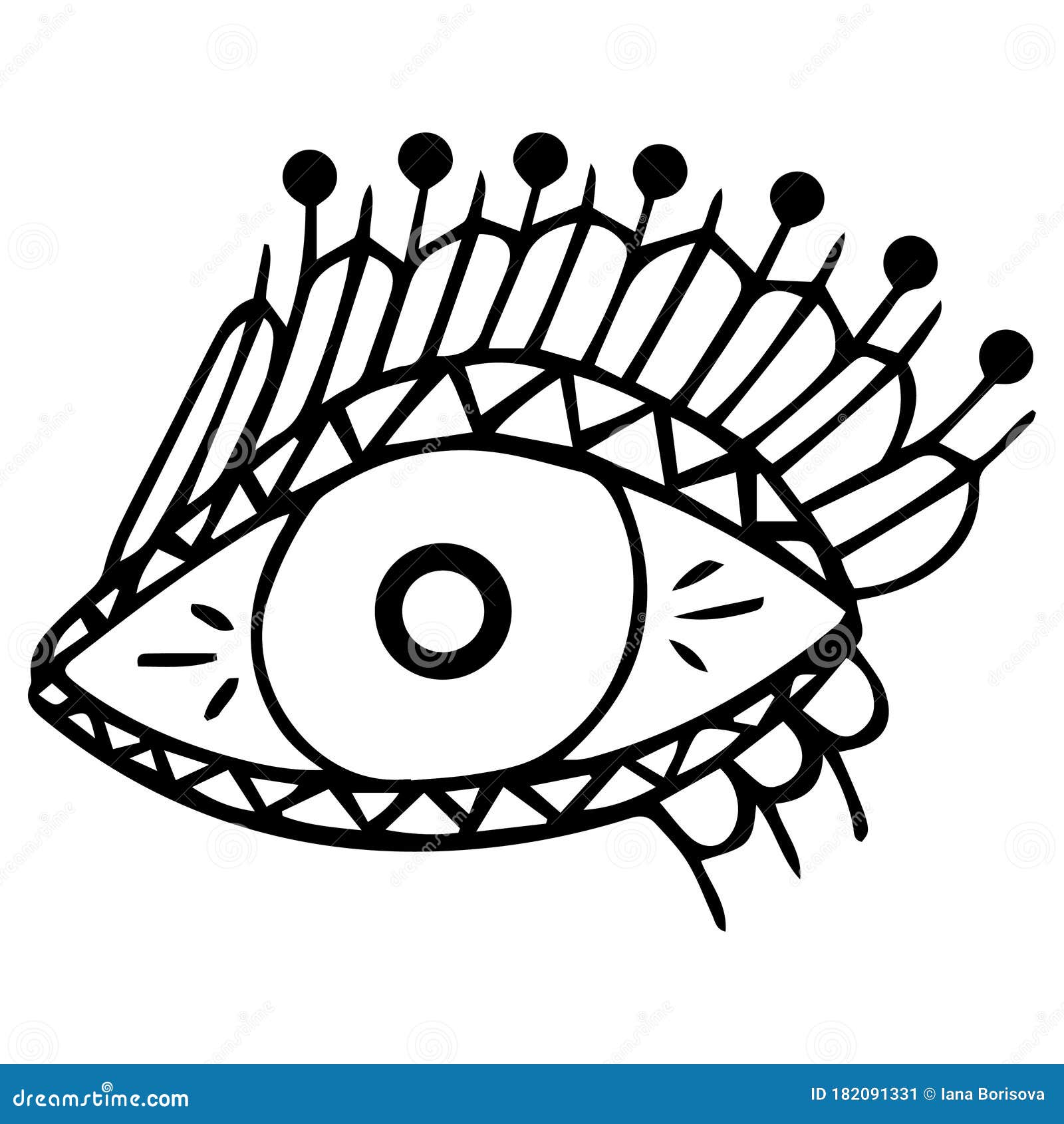 Black And White Elegant Divine Eye Of Providence Drawn By Hand In ...