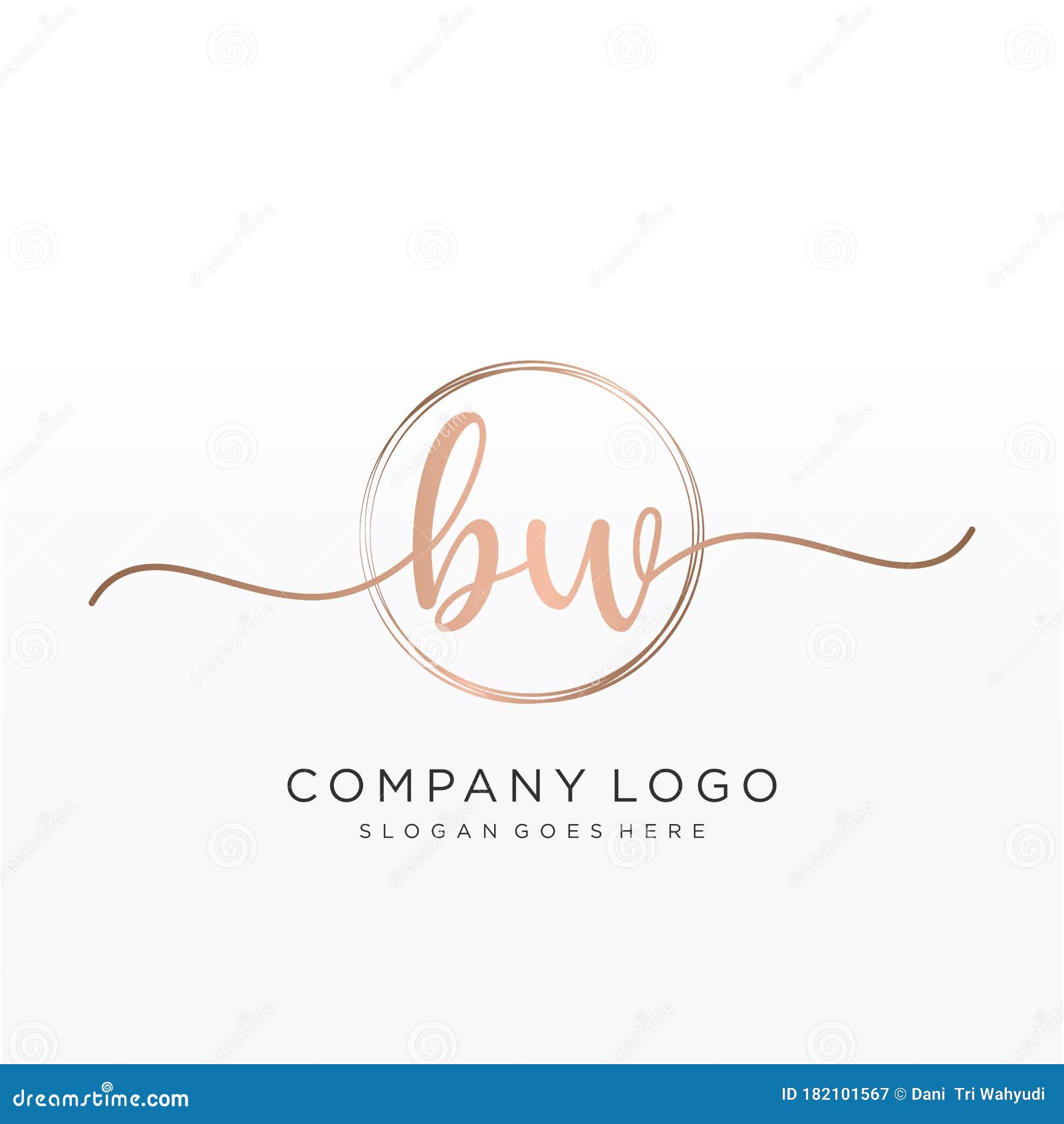 BW Initial Handwriting Logo with Circle Stock Vector - Illustration of ...