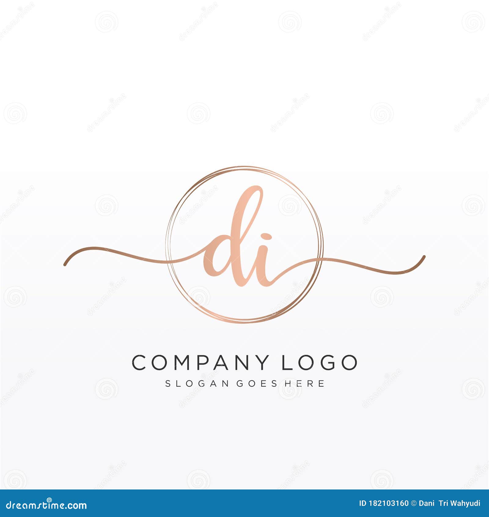 DI Initial Handwriting Logo with Circle Stock Vector - Illustration of ...
