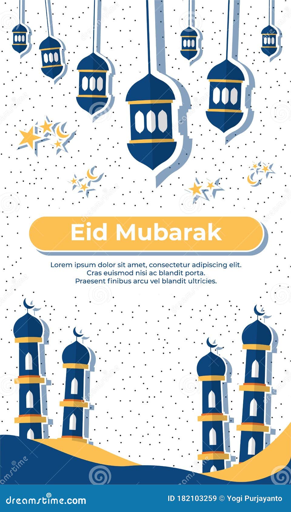 Eid Mubarak Poster Design With Dot Pattern. Vector Illustration ...