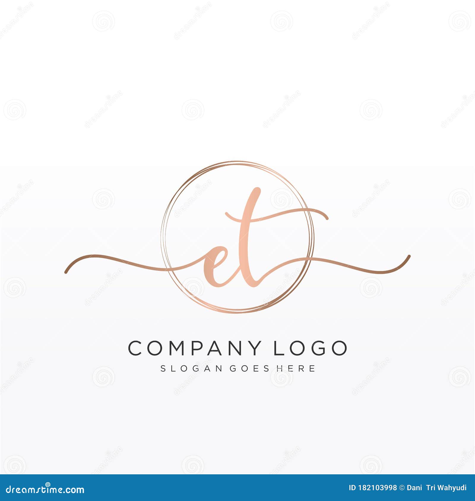 ET Initial Handwriting Logo with Circle Stock Vector - Illustration of ...