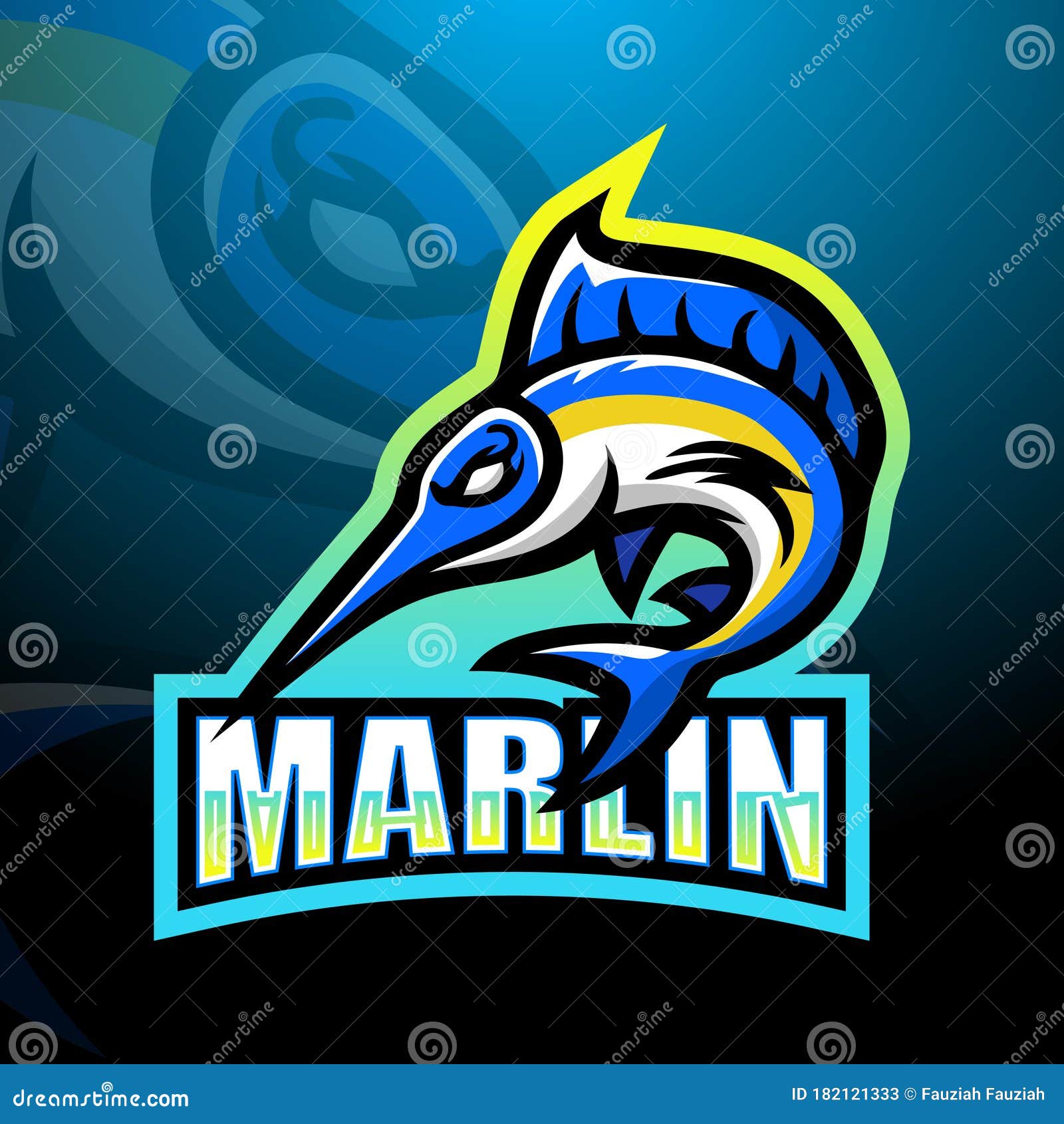 Marlin Mascot Esport Logo Design Stock Vector - Illustration of bass ...