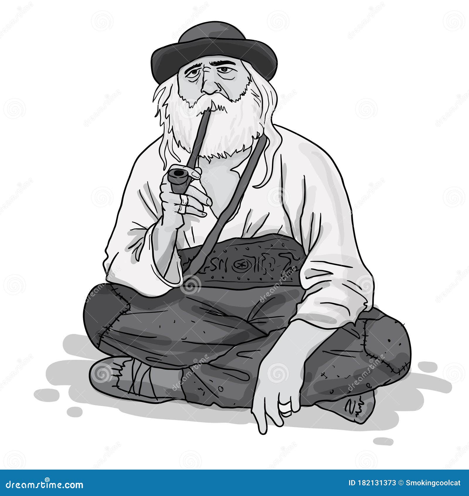 Old Traditional Gypsy Man Smoking a Pipe Stock Vector - Illustration of ...