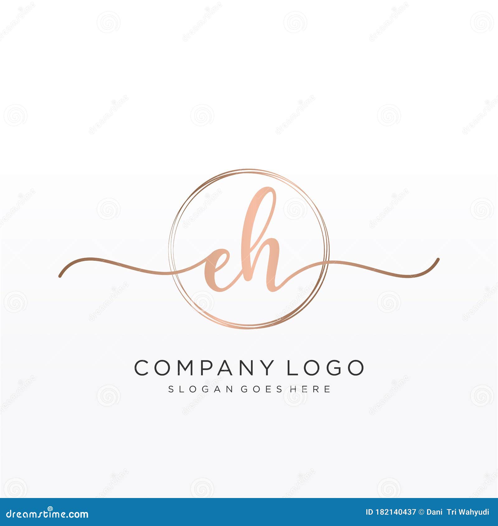 EH Initial Handwriting Logo with Circle Stock Vector - Illustration of ...