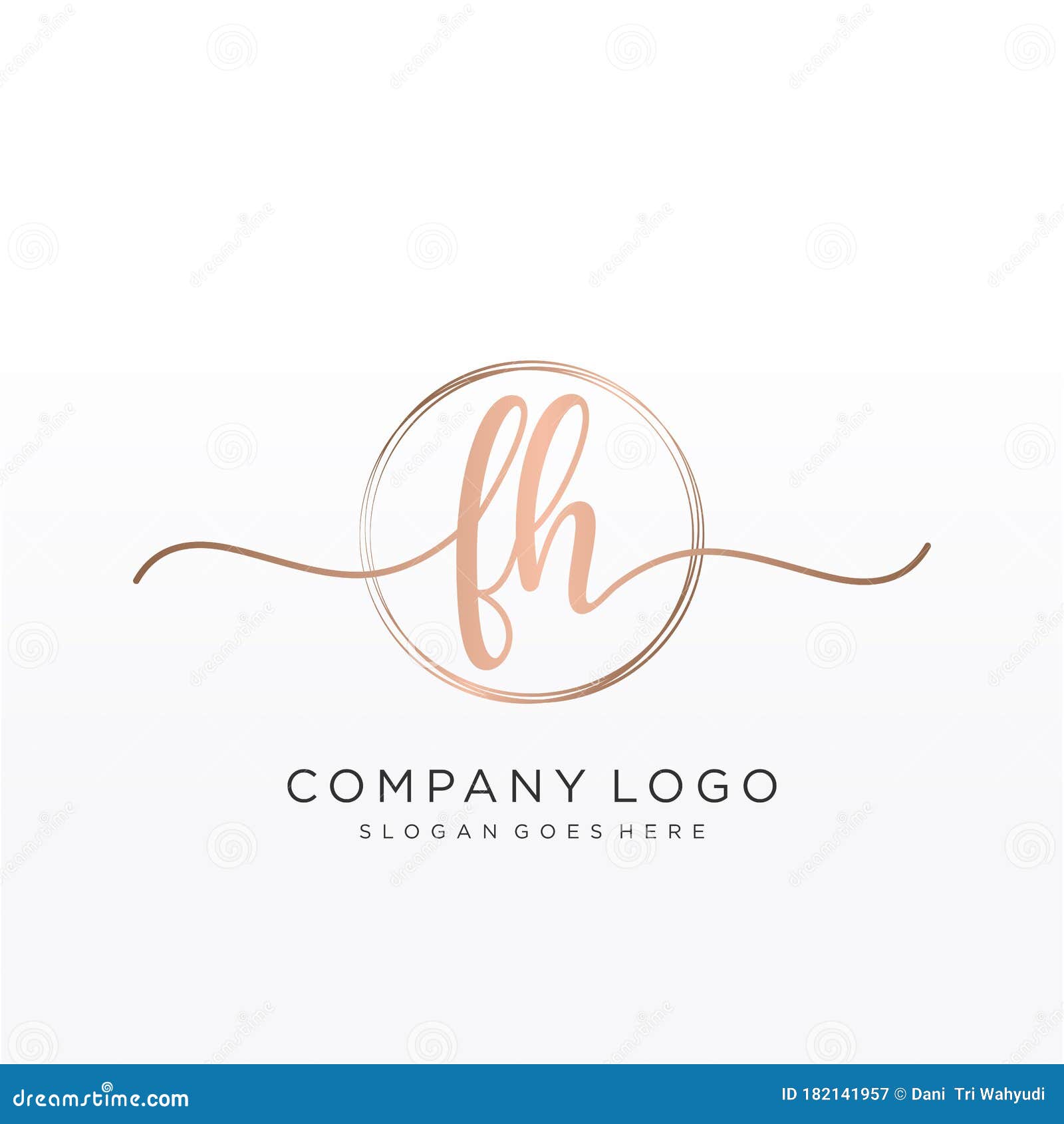 FH Initial Handwriting Logo with Circle Stock Vector - Illustration of ...