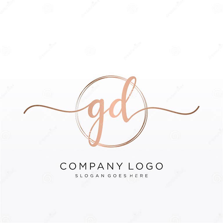 GD Initial Handwriting Logo with Circle Stock Vector - Illustration of ...