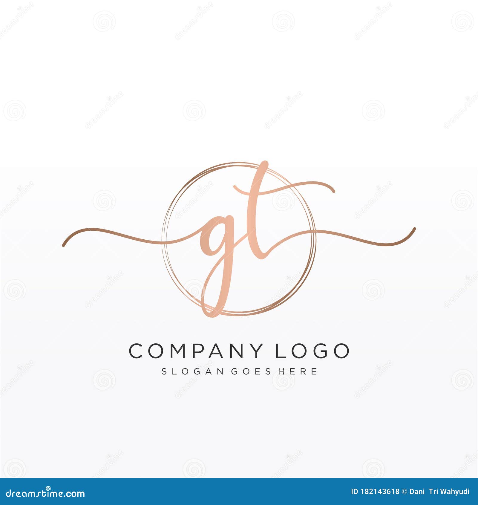 GT Initial Handwriting Logo with Circle Stock Vector - Illustration of ...