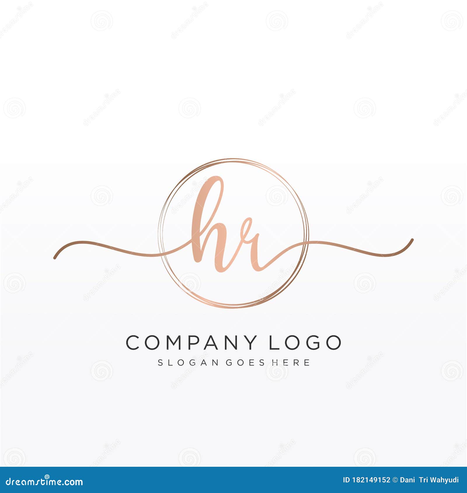 HR Initial Handwriting Logo with Circle Stock Vector - Illustration of ...