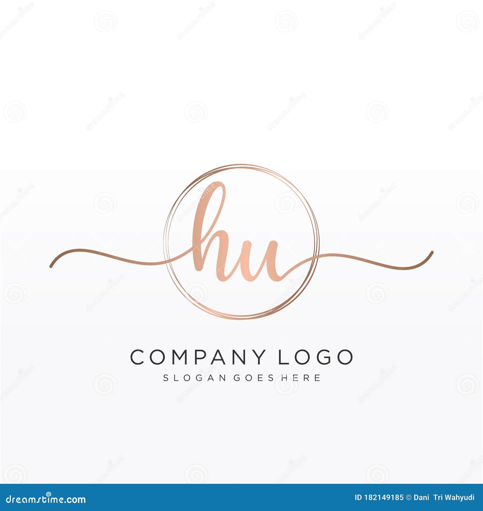 HU Initial Handwriting Logo with Circle Stock Vector - Illustration of ...