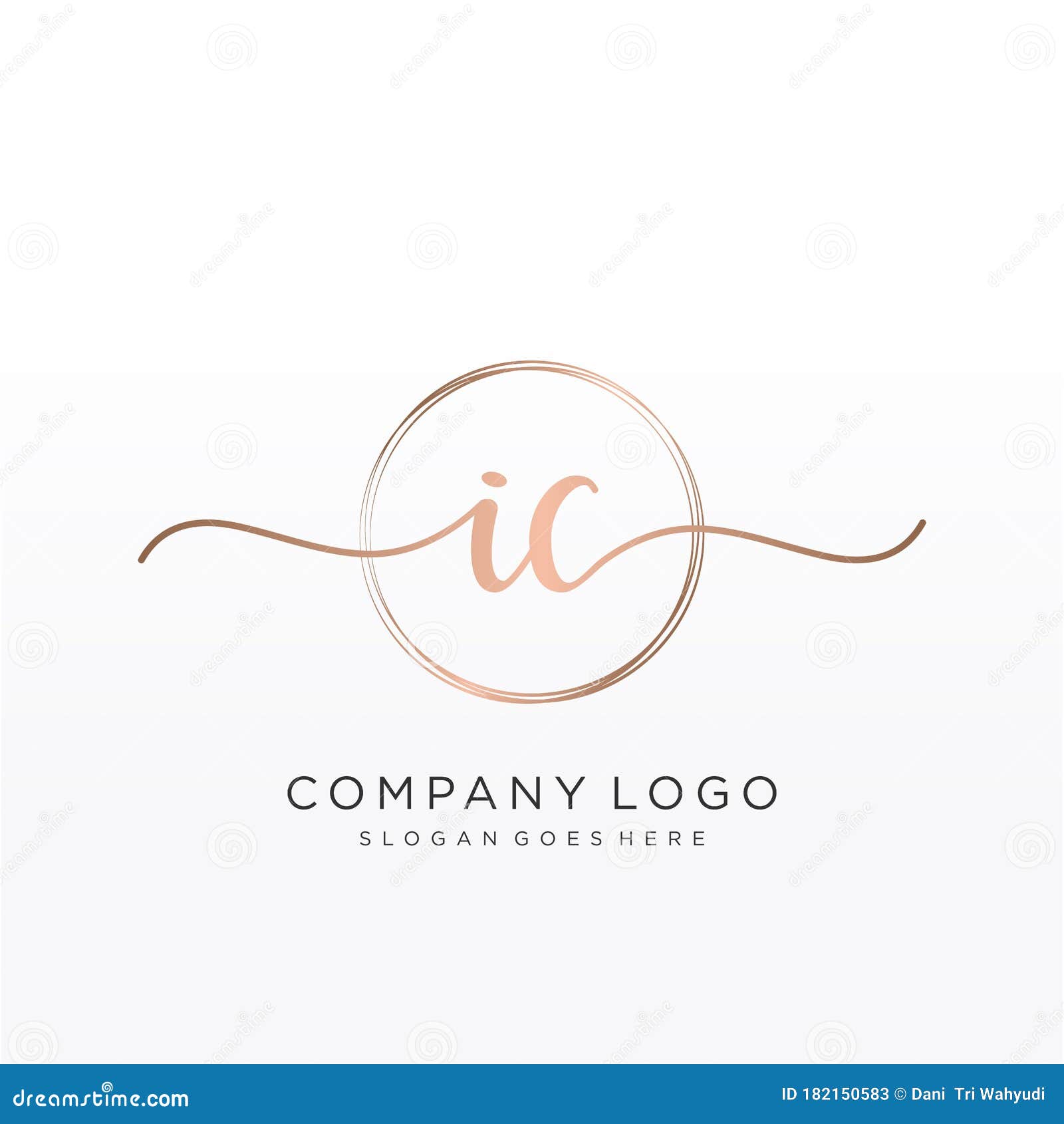 IC Initial Handwriting Logo with Circle Stock Vector - Illustration of ...