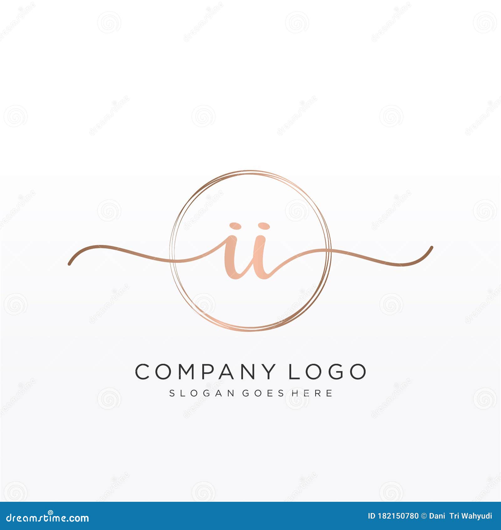 II Initial Handwriting Logo with Circle Stock Vector - Illustration of ...