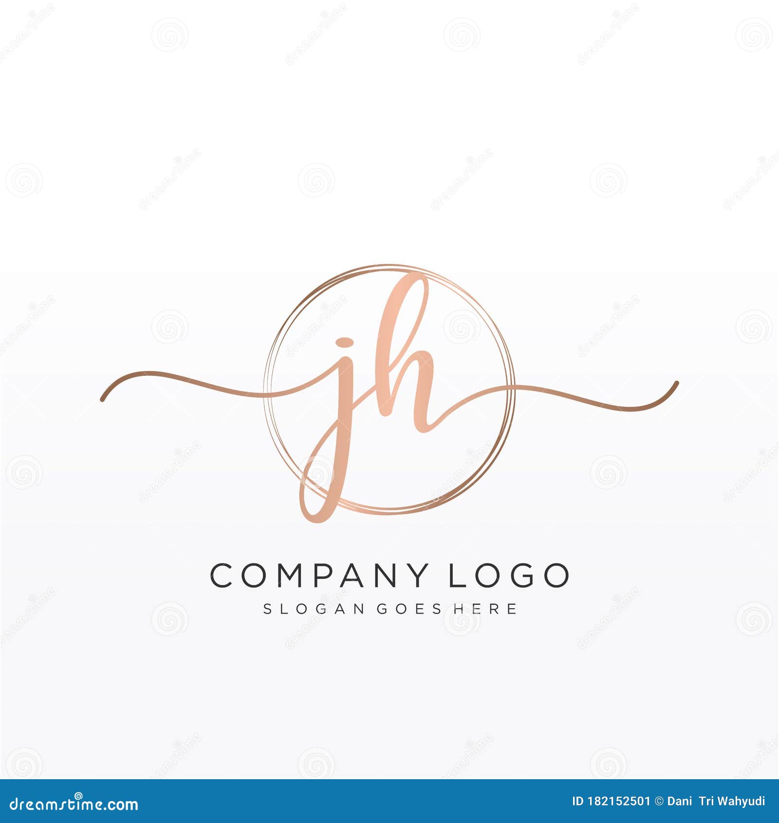 JH Initial Handwriting Logo with Circle Stock Vector - Illustration of ...